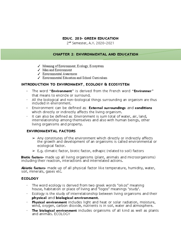 Chapter 2 Green Education 2021 | PDF | Natural Environment | Atmosphere ...