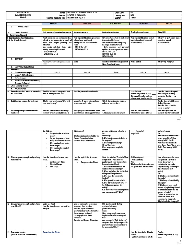 W1-MTB 3rd Quarter | PDF | Reading Comprehension | Learning