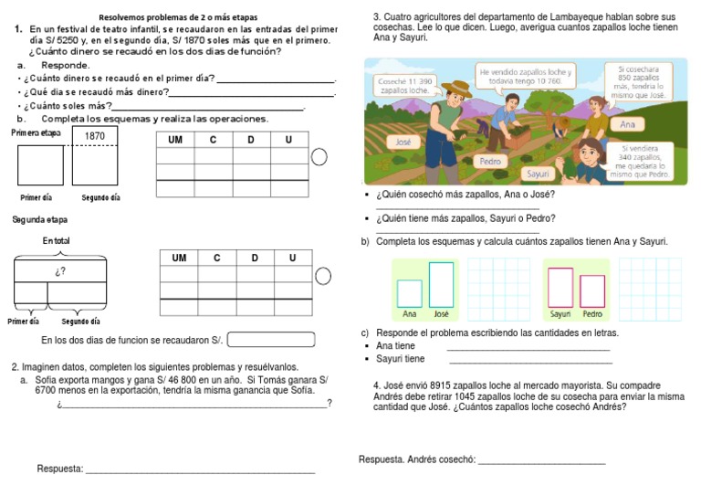 Ficha - Resolvemos Problemas de 2 o Más Etapas PDF | PDF