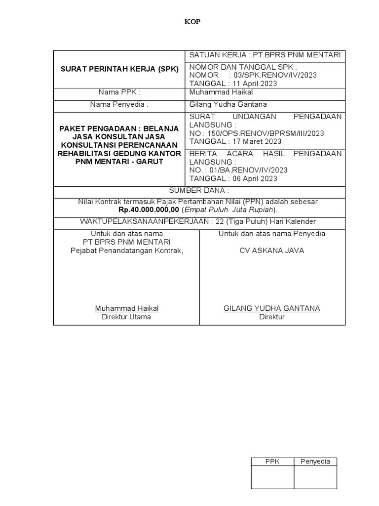 SPK & SPMK CV Askana Java | PDF