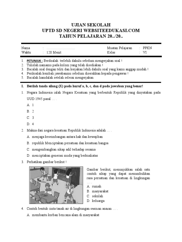 Soal US SD - PPKN | PDF