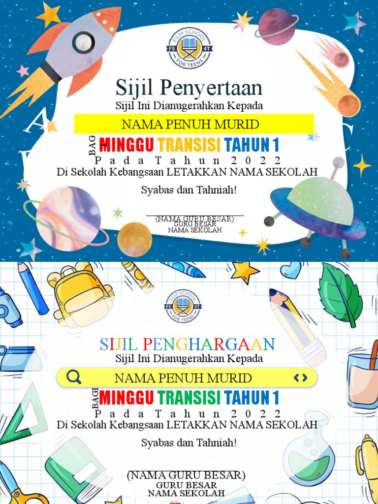 Template Sijil Transisi | PDF