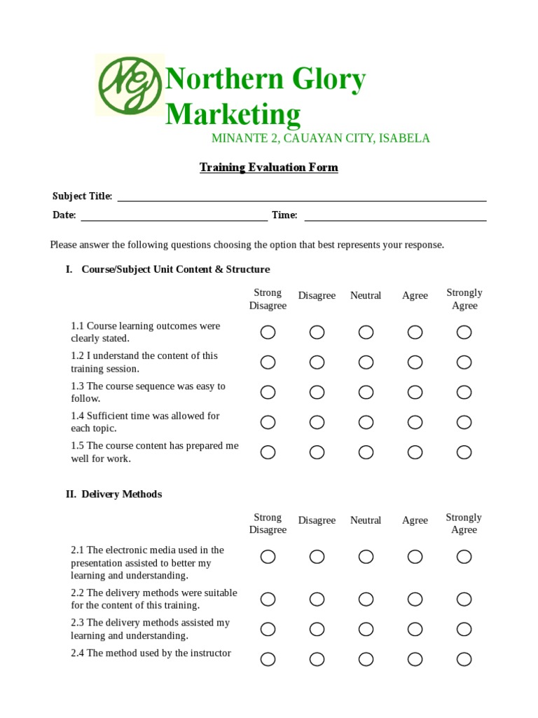 Training Evaluation Form | PDF | Learning | Cognitive Psychology