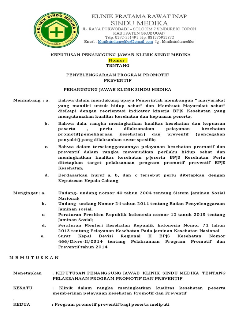 Pelaksanaan Program Promotif Preventif | PDF