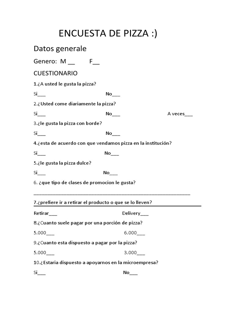 Encuesta de Pizza | PDF