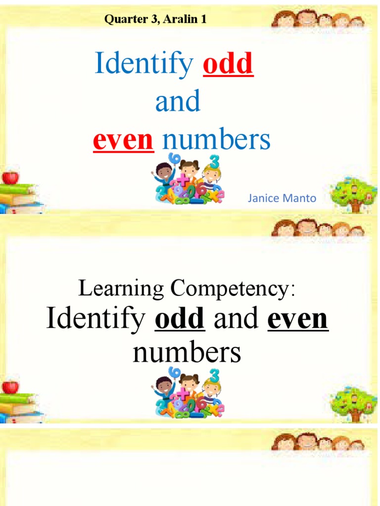 Mathematics 3 GR3 Quarter 3, ODD and EVEN Numbers | PDF