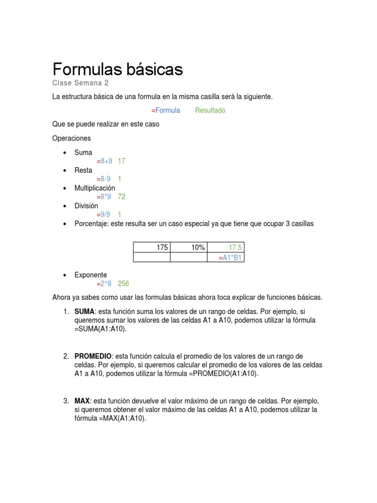 Formulas Básicas | PDF | Función (Matemáticas) | Mediana