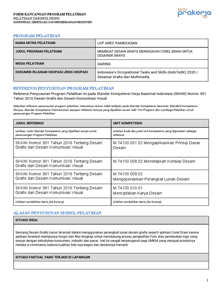 (Arec) SN 2023 - DARING - LURING - RPP (RANCANGAN PROGRAM PELATIHAN) | PDF