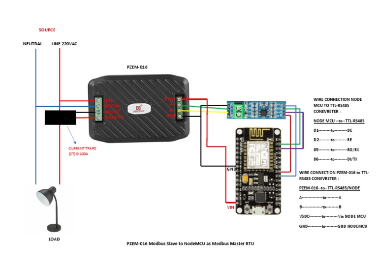 PZEM-016 Wiring Diagram for NodeMCU | PDF