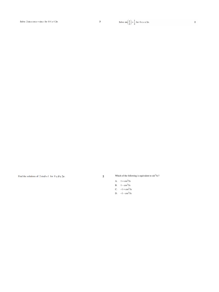 Trig Equations Hsc Questions Pdf