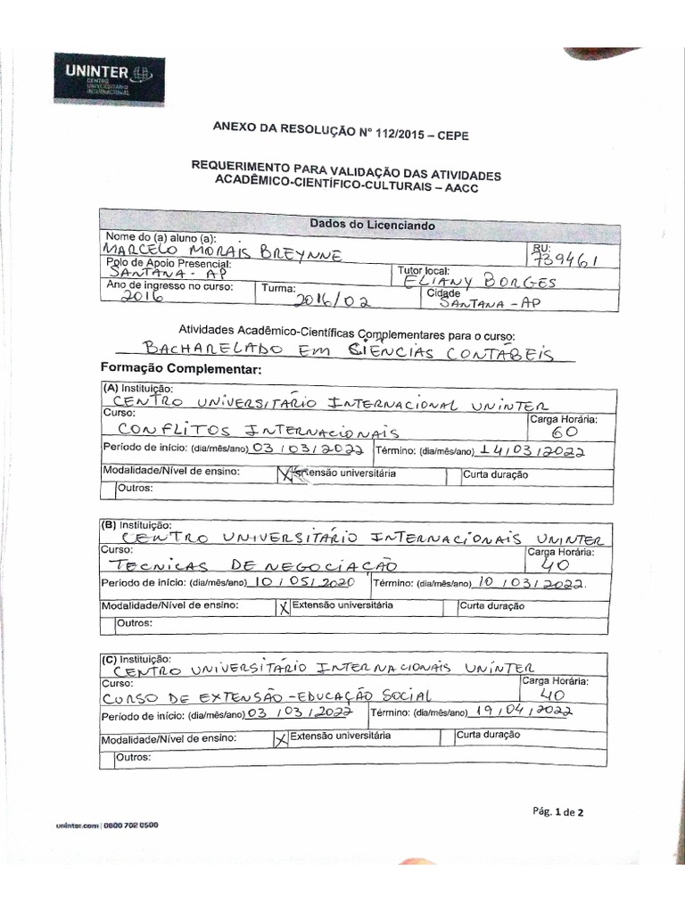 Requerimento Aacc Marcelo PDF | PDF