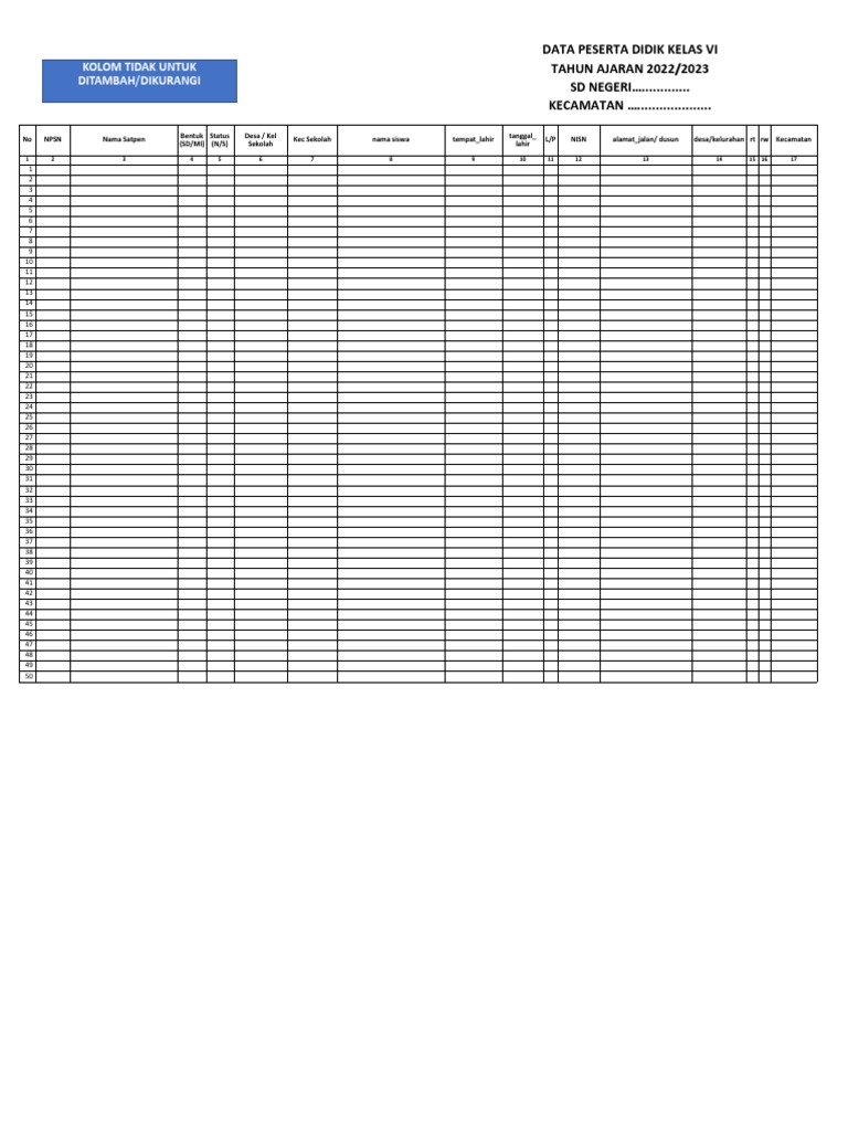 Form Data Persiapan PPDB | PDF
