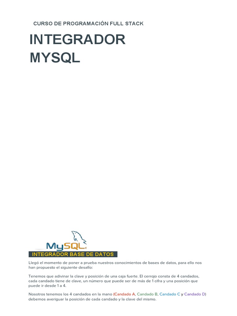 Integrador Mysql | PDF | Informática | Gestión de datos