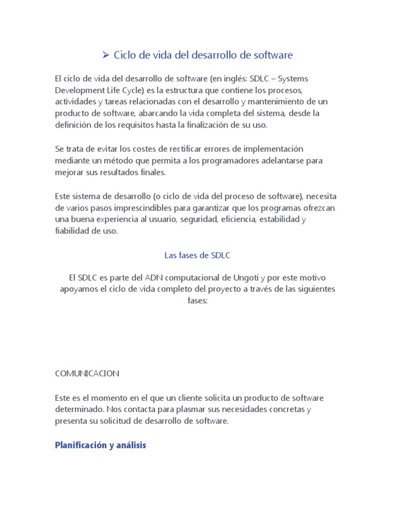 Ciclo de Vida Del Desarrollo de Software | PDF | Informática