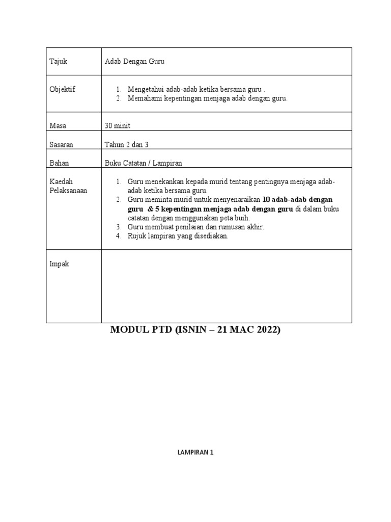 PTD Tahap 1 2022 | PDF
