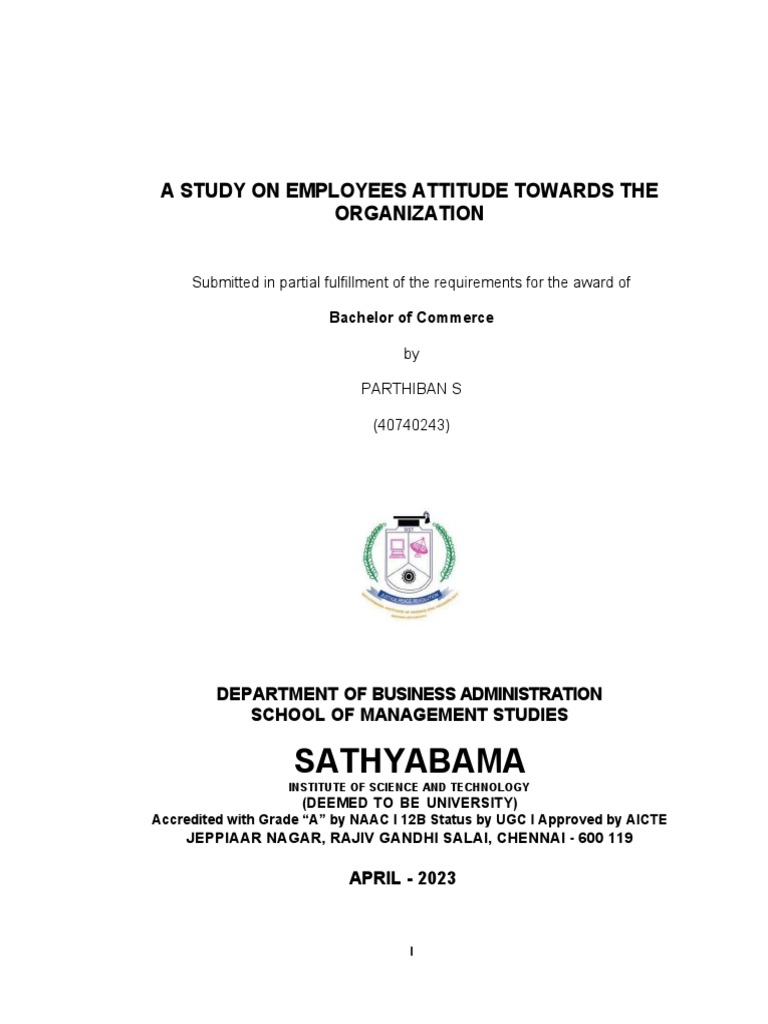 BCom_Project_Report_Guidelines_2023[1].docx | PDF | Attitude (Psychology) | Job Satisfaction