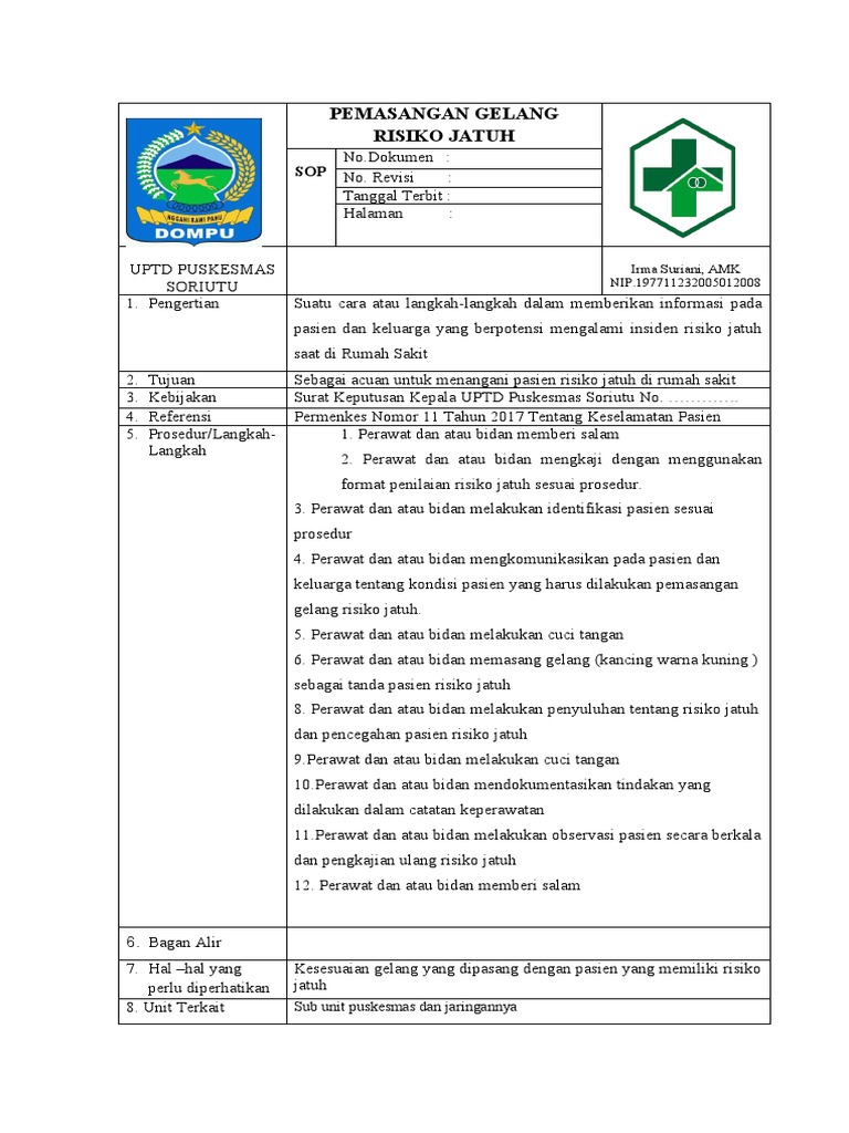 SOP Pemasangan Gelang Risiko | PDF