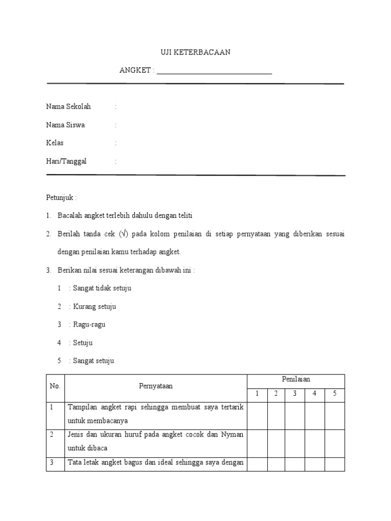 Uji Keterbacaan | PDF