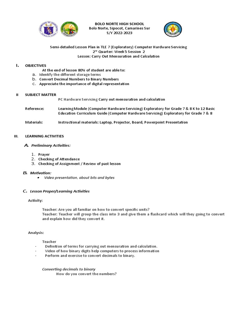 Lesson Plan Demo | PDF | Bit | Ascii