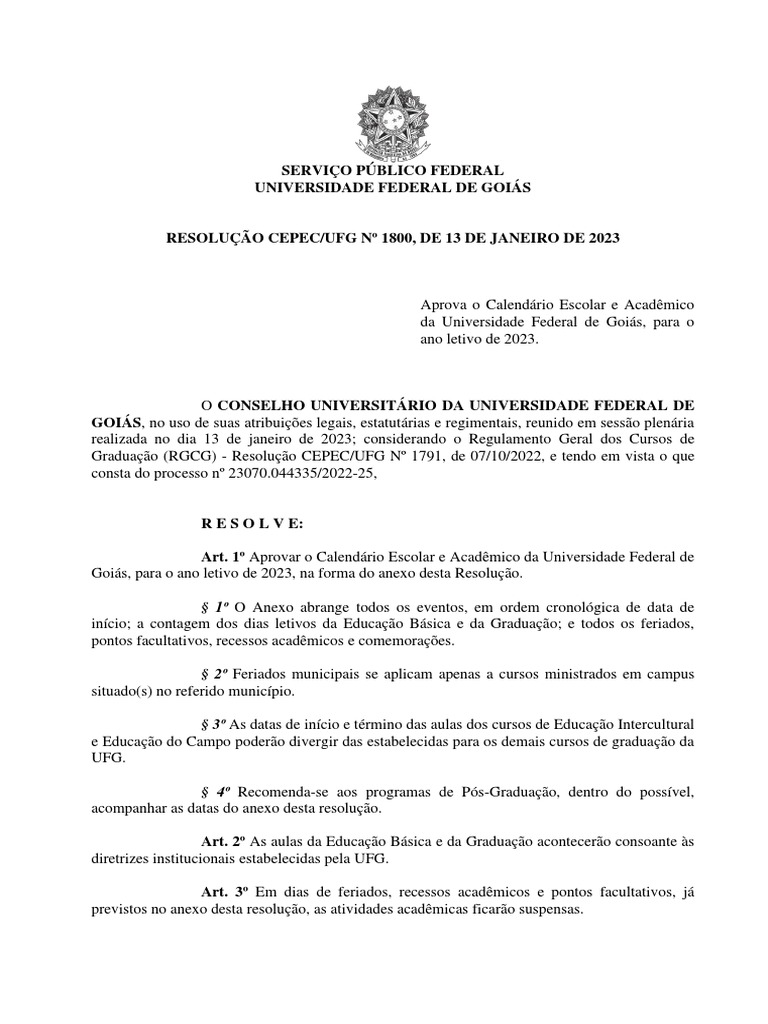 Resolucao CEPEC 2023 1800 PDF | PDF | Formação universitária | Ensino ...