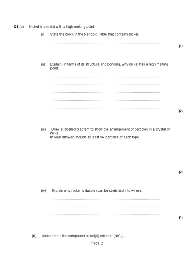 A Level Chemistry AQA Topic 2 Inorganic I Year 1 Periodicity - QP PDF ...