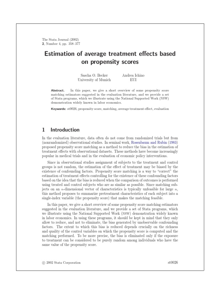Propensity Score Matching Guide | PDF | Bootstrapping (Statistics) | Scientific Method
