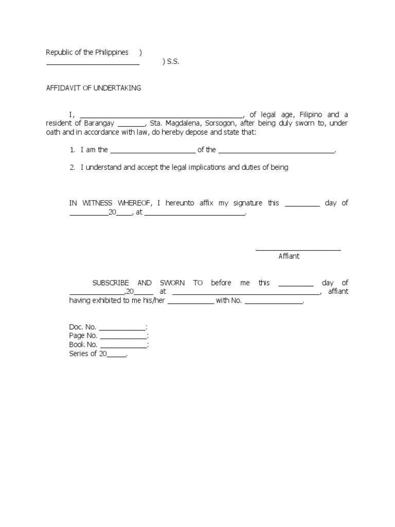 Affidavit of Understanding | PDF