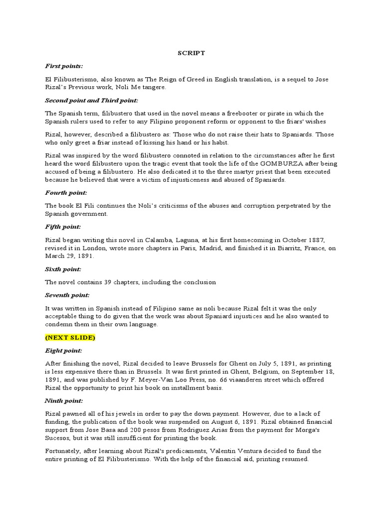 Script (Rizal Report) | PDF | Philippines
