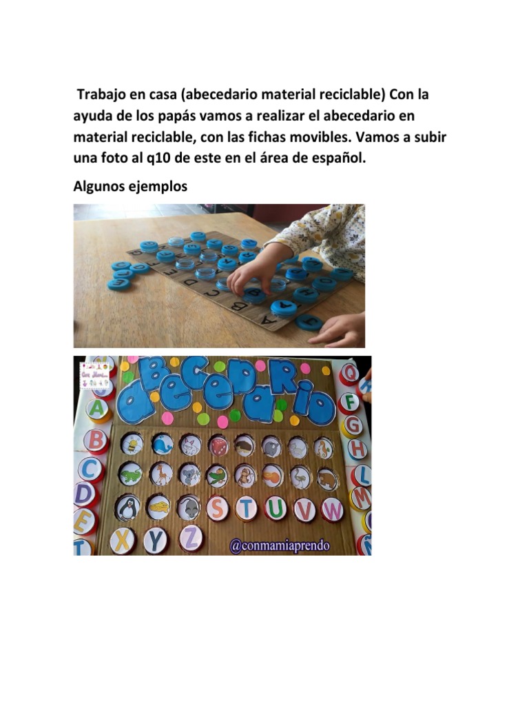 Abecedario Creativo con Material Reciclable | PDF | Artes del Lenguaje ...