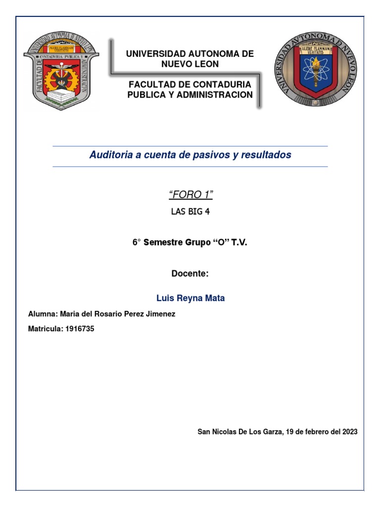 Foro 1 - Las Big 4 | PDF