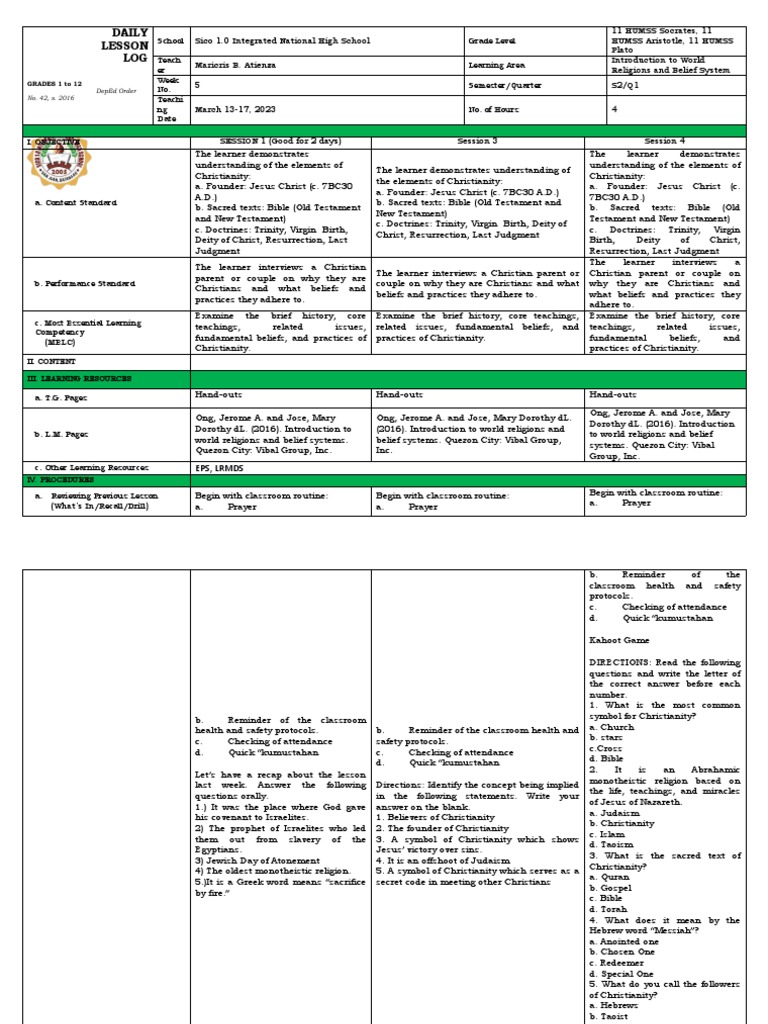 Dll-Week 5 | PDF | Religious Belief And Doctrine | Theology