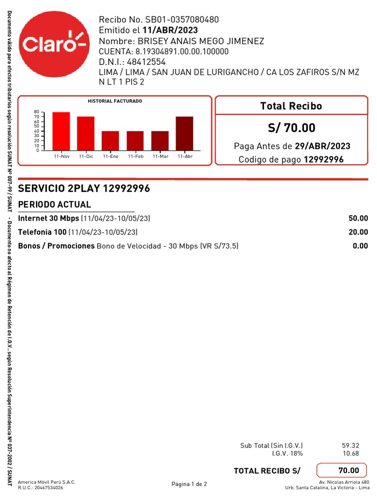 Recibo de Servicios PDF | PDF | Tecnología de información y ...