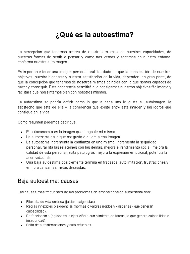 El Autoestima | PDF | Autoestima | Cognición