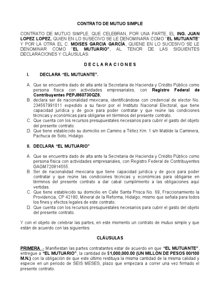 Contrato de Mutuo Simple | PDF | Daños y perjuicios