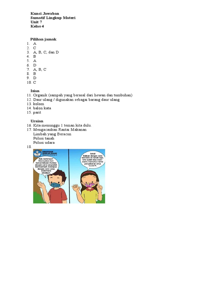 Kunci Jawaban Sumatif Kelas 4 Unit 7 | PDF | Sains & Matematika