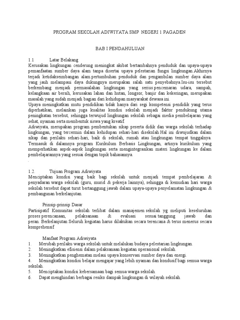 Program Sekolah Adiwiyata Pdf