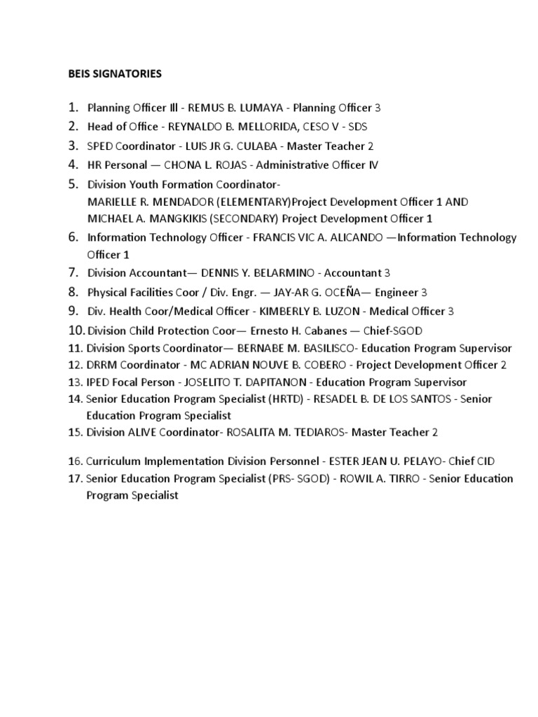 Beis Signatories | PDF