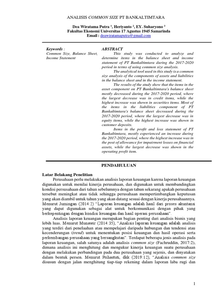 Common Size Bank | PDF