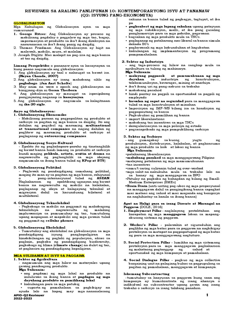 AP10 Q2 Reviewer-2022-2023 | PDF