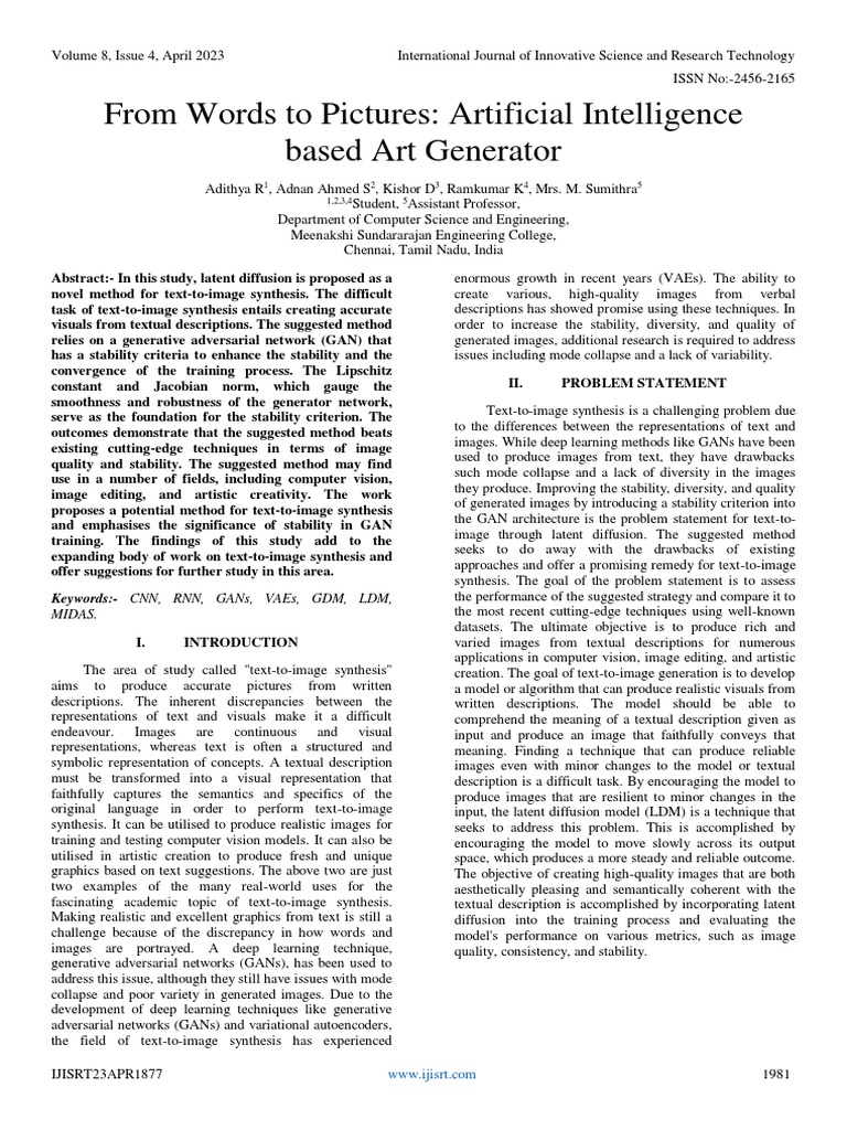 From Words To Pictures Artificial Intelligence Based Art Generator