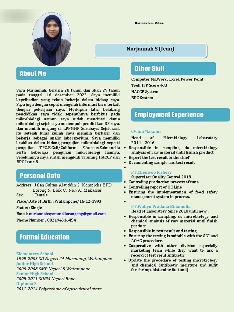 Curriculum Vitae Nurjannah | PDF
