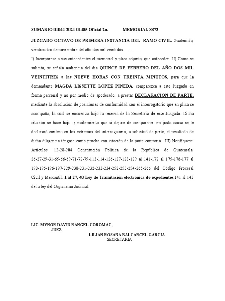 Declaración de Parte Magda Pineda PDF | PDF