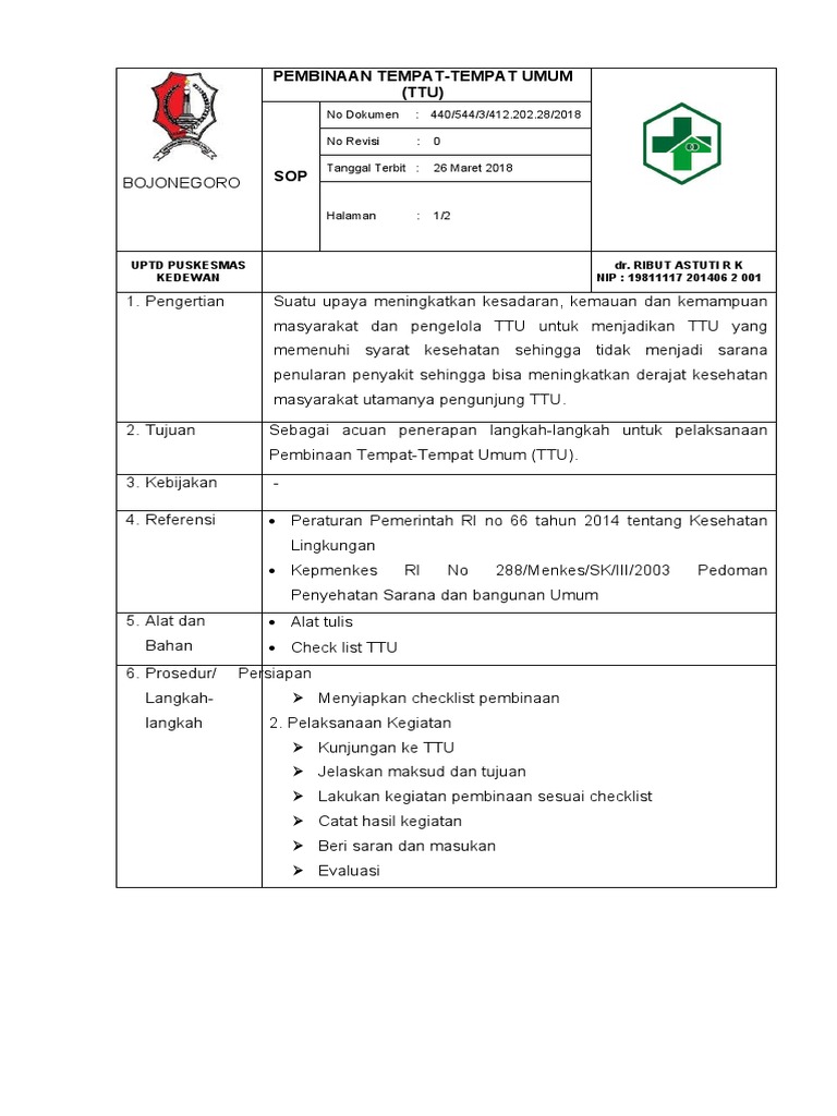 Sop Pembinaan TTU | PDF