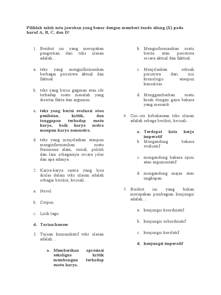 Soal Teks Ulasan Kelas 8 | PDF | Fiksi Umum