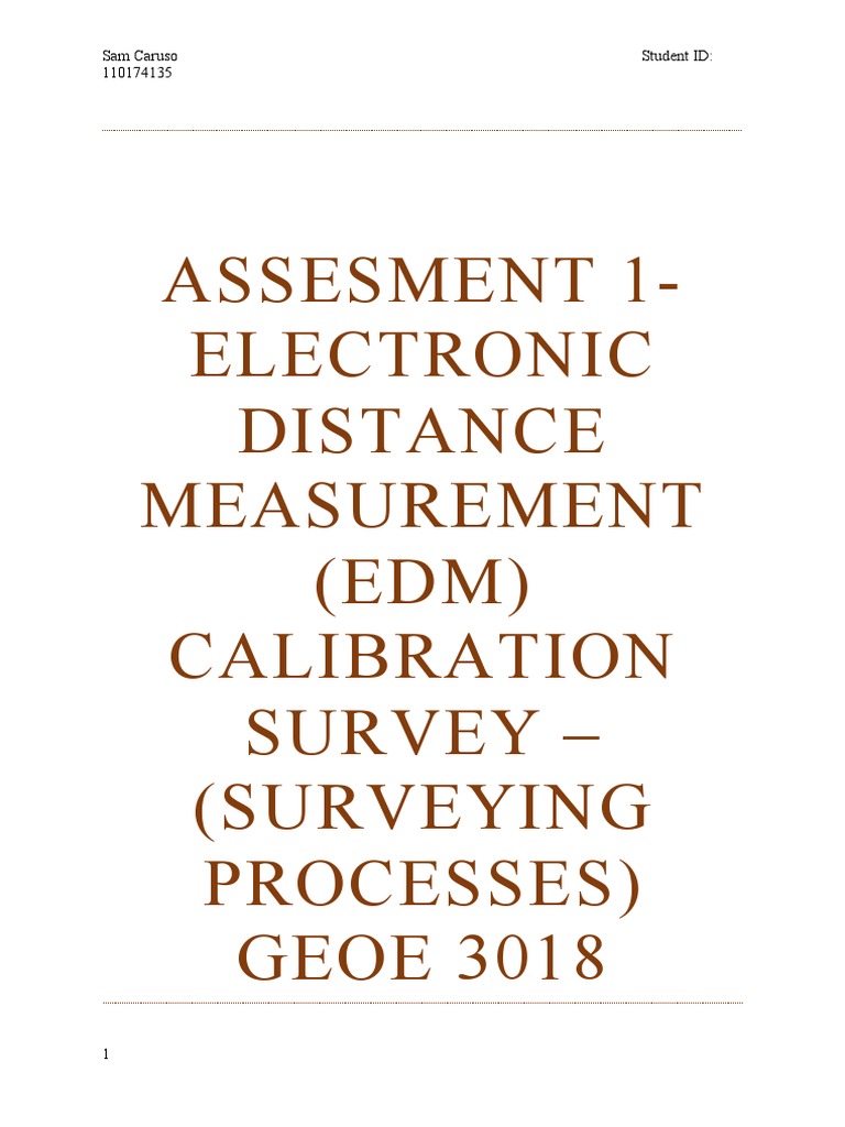 Assesment 1 EDM Calibration Survey | PDF | Surveying | Calibration