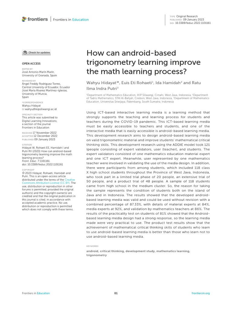 Q2 How Can Android-Based Trigonometry Learning Improve The Math Learning Process | PDF ...