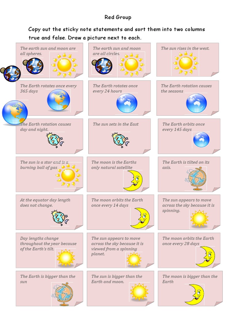 earth_sun_moon_true_or_false | PDF | Earth | Moon