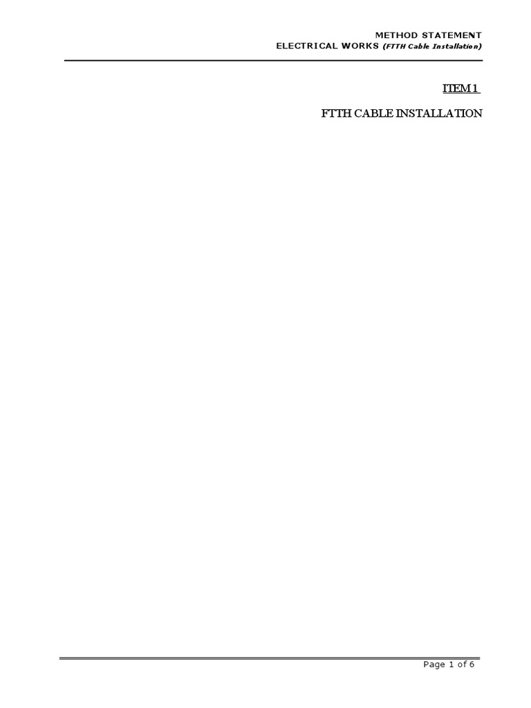 Outdoor Cable FTTH Installation TM | PDF