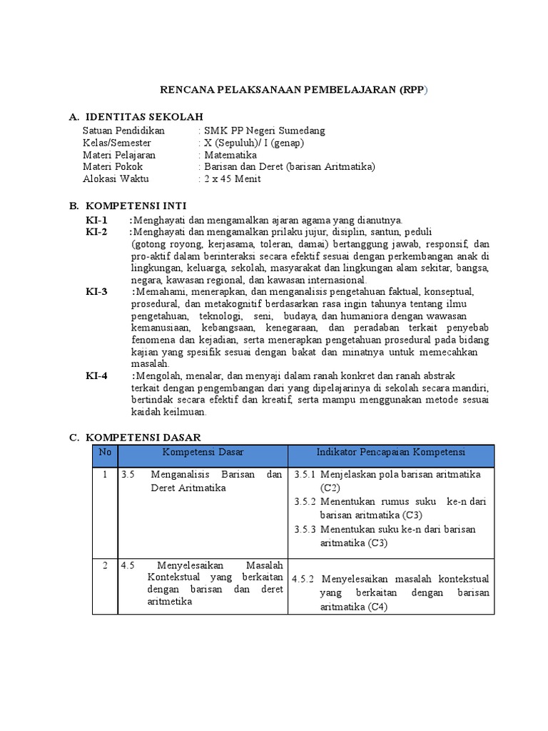 1.revisi TGL 02 RPP Barisan Dan Deret LINA AKSI 2 (REVISI) | PDF