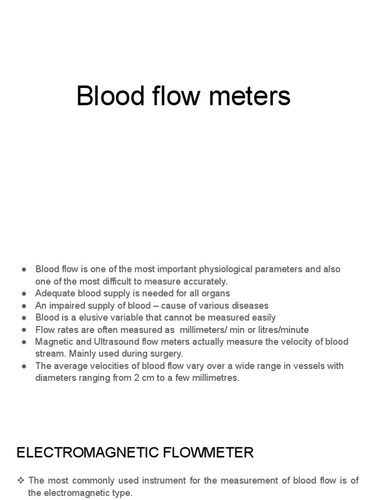 Blood Flow Measurement Techniques | PDF | Flow Measurement ...